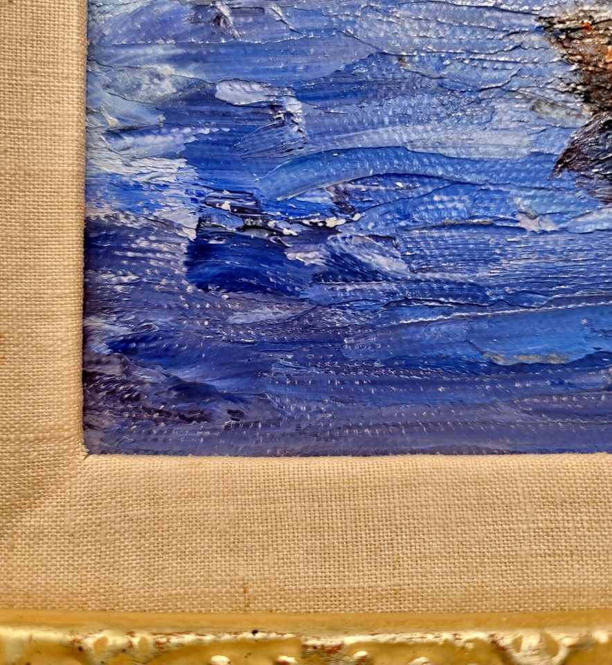 Helen Adrianna Klokke-Boats anchored in Monterey Bay-1940s Oil painting ...