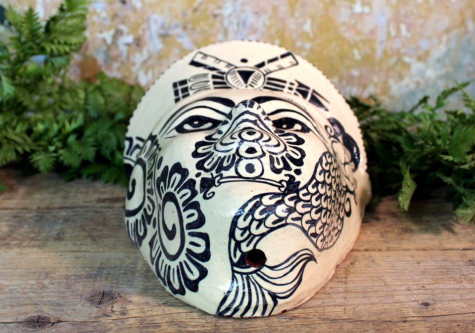 Face Planter Wall Pocket Clay Aztec Style Mermaid Tzintzuntzan Mexico ...