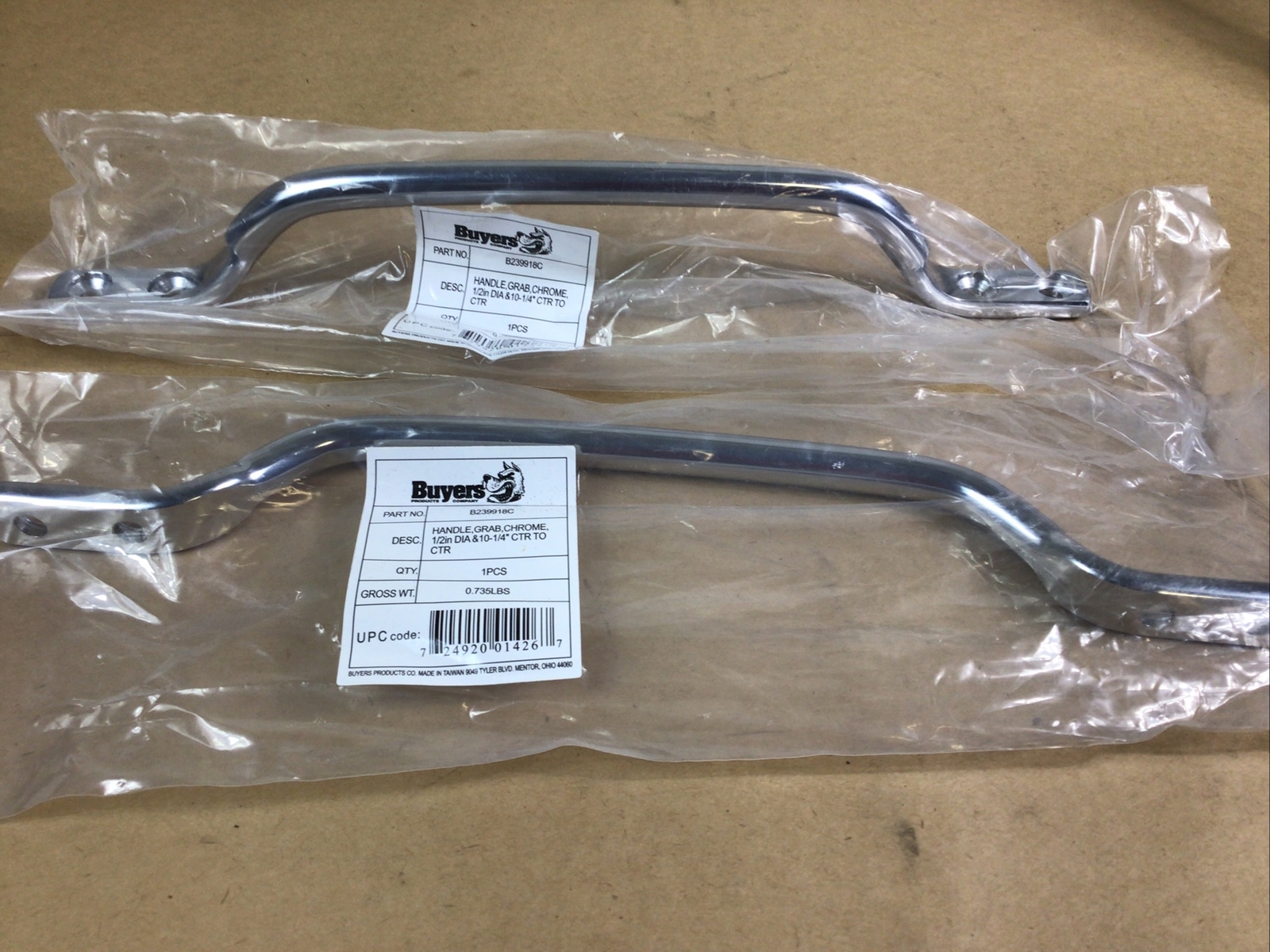 2 Pieces - Buyers Chrome Solid Steel Grab Handles - 1/2” Dia. 10-1/4 ...
