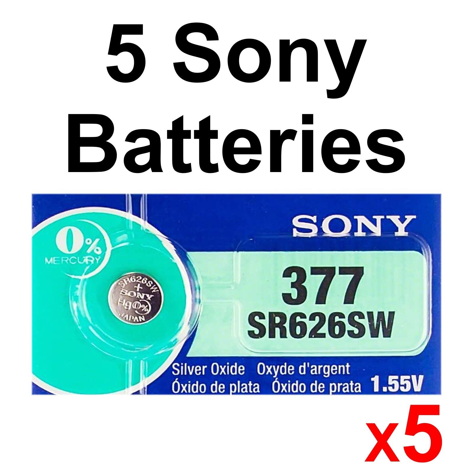 5 NEW SONY 377 SR626SW SR66 V377 watch battery - JAPAN - USA Seller | eBay