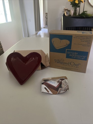 Pampered Chef Simple Additions Cranberry Red 6” Heart Dish Bowl New In ...