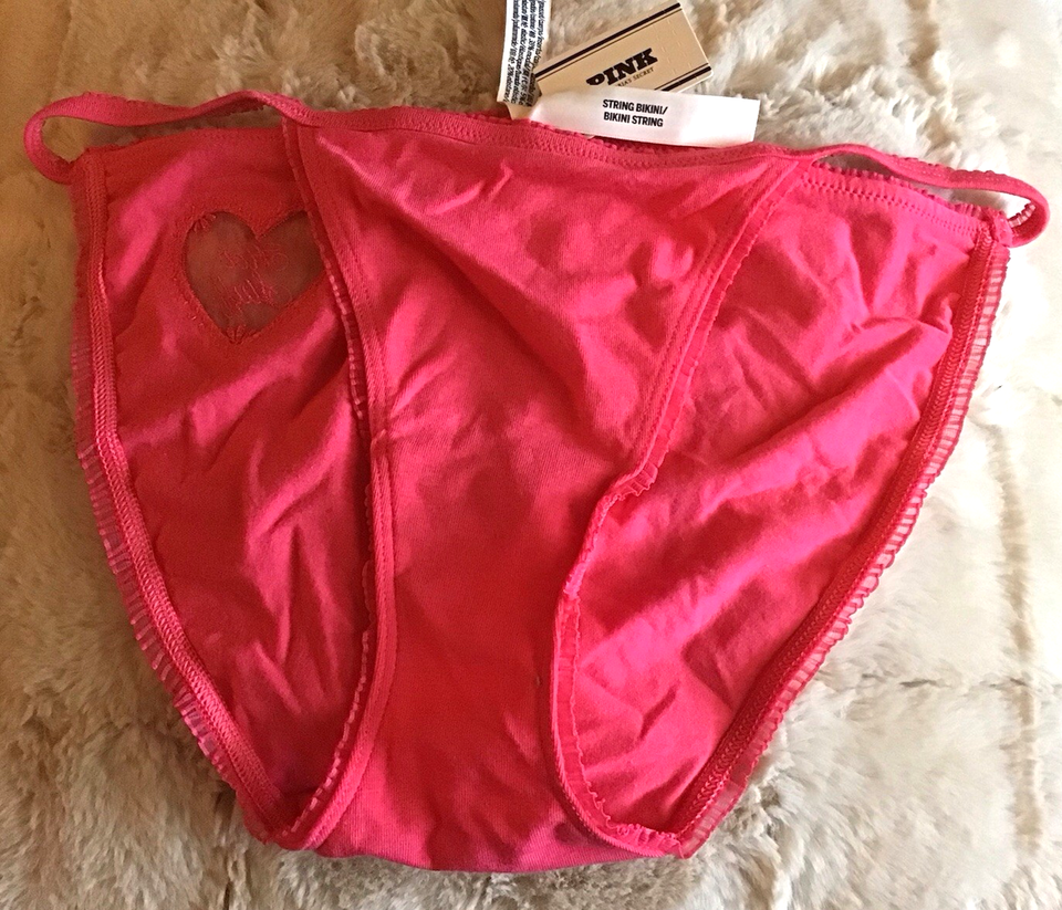 VICTORIA SECRET HOT PINK HEART HOT STUFF STRING BIKINI PANTIE MED | eBay
