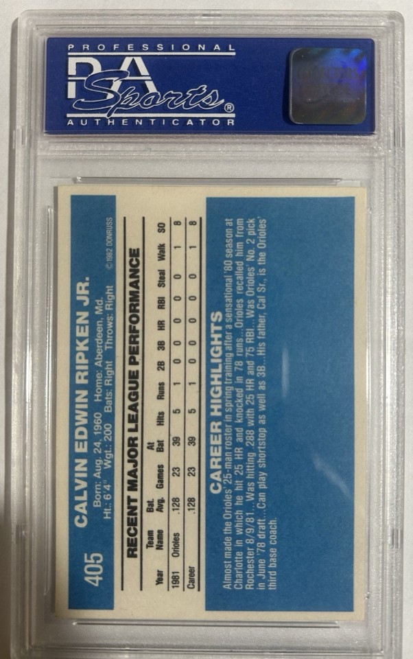 1982 Donruss Cal Ripken Jr. #405 Rookie Card PSA 8 NM-MT Baltimore ...
