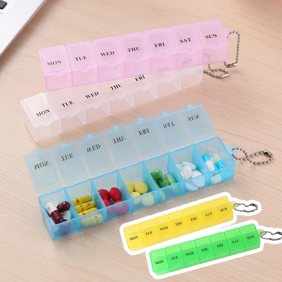 Pill Box 7 Day Clear Travel Pill Sorter Organizer Dustproof Mini ...