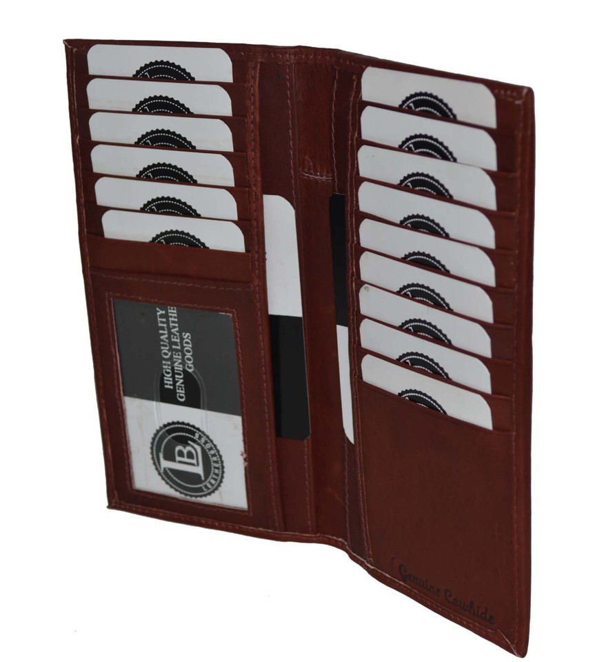 Leatherboss Genuine Leather Checkbook Cover Wallet with Credit Card ...