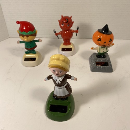 Elf Solar Powered Dancing Bobble Heads Devil Jack O Lantern Pilgrim ...