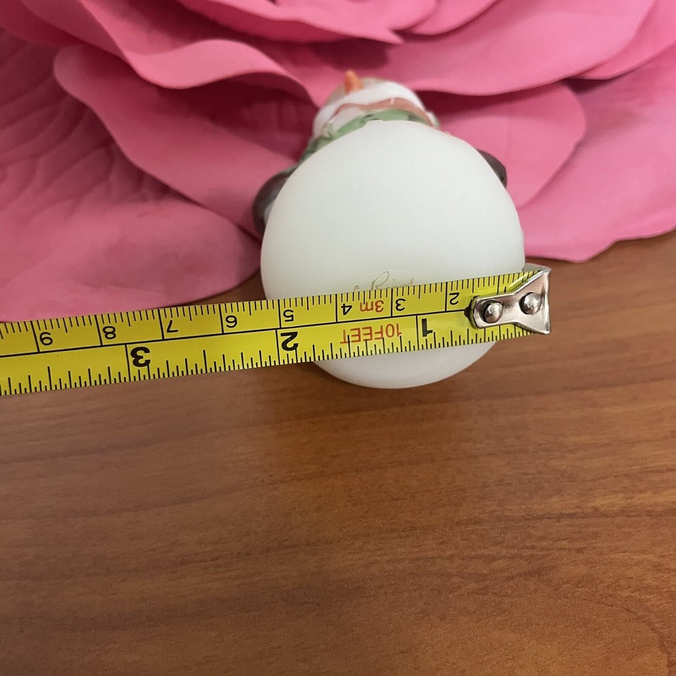 FENTON Art Glass Satin Mr Snowman Figurine Hand Painted Signed C. RIGGS ...