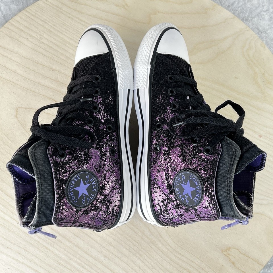 Converse CT All Star Glam Hi-Top - Purple Skull Back Zipper -Junior ...