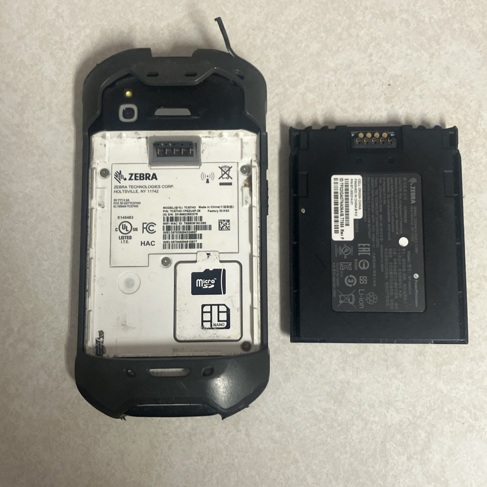 Zebra TC57 TC57HO-1PEZU4P-25 Handheld Computer Barcode Scanner UNTESTED ...