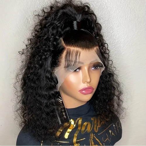 Deep Wave Short Bob Human Hair Wig Curly Lace Front Wigs Pre Plucked ...