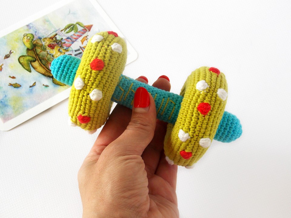 Crochet barbell Rattle newborn Baby weight Fitness with mom ...