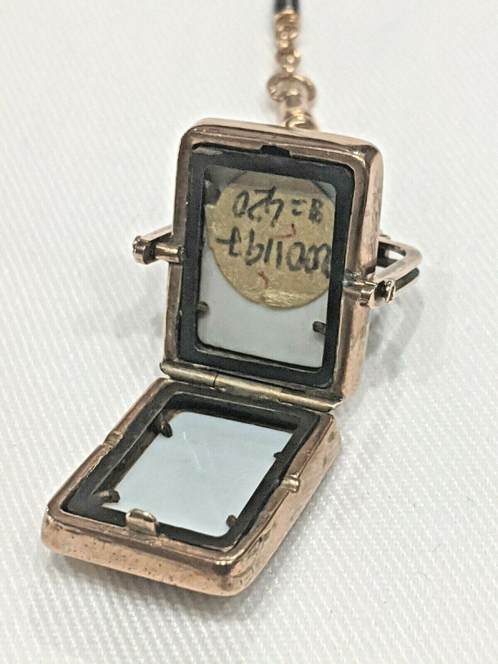 VICTORIAN 9K LIGHT PINK GOLD FOB LOCKET with BLACK ONYX & 14k & ONYX ...