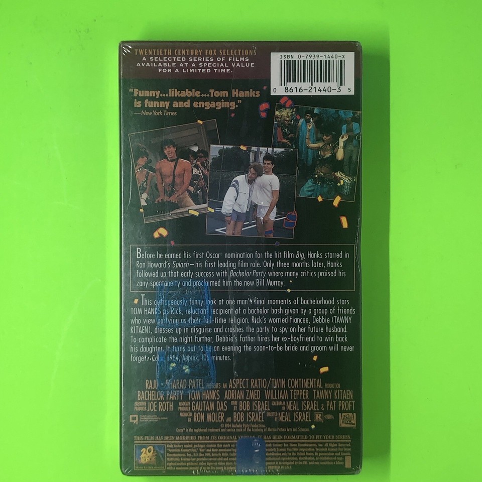 Bachelor Party VHS New Factory Sealed Twentieth Century Fox Tom Hanks ...