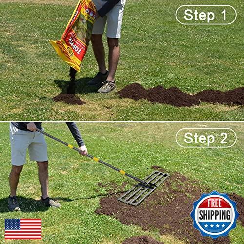FLY HAWK Leveling Rake for Lawn, Yard and Soil - Heavy Duty Stainless ...