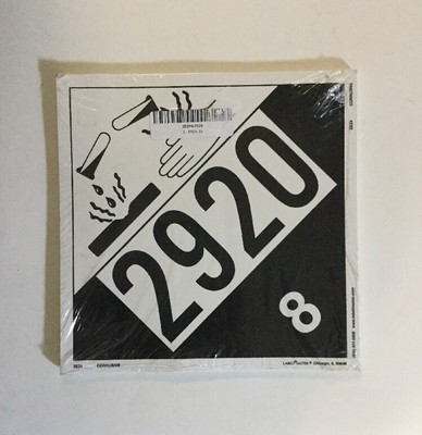 LabelMaster UN 2920 Corrosive Placard Removable Vinyl Pack of 25 | eBay