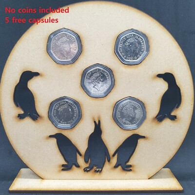 Penguin 50p Pence Coin Holder Coin Stand Display MDF Fits Set of 5 ...