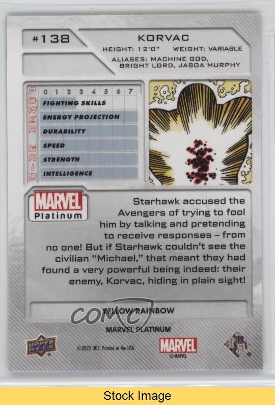 2023 Upper Deck Marvel Platinum High Series Yellow Rainbow Korvac #138 ...