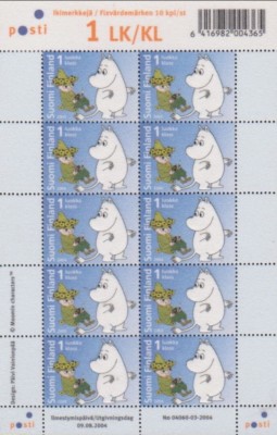 Moomin Troll Snufkin World First Fuzzy Stamp Sheet Mint MNH Finland ...