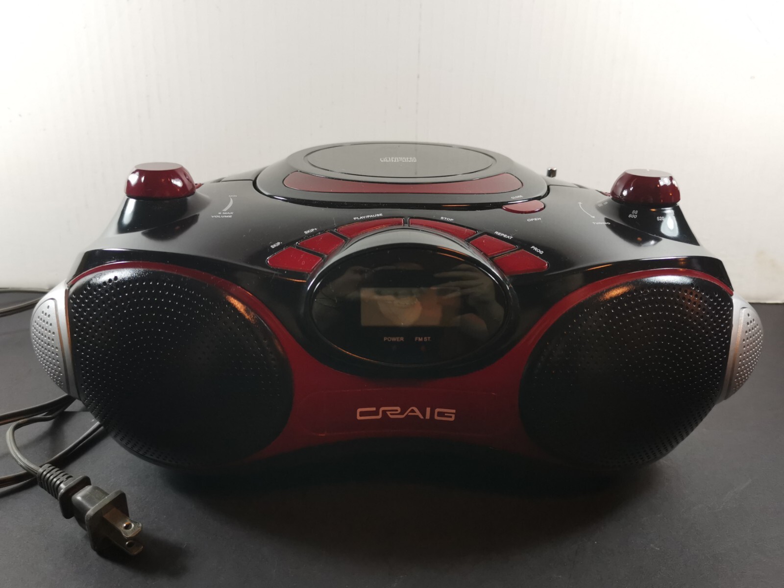 CRAIG CD PLAYER BOOMBOX with AM / FM RADIO RED & BLACK PORTABLE MODEL ...