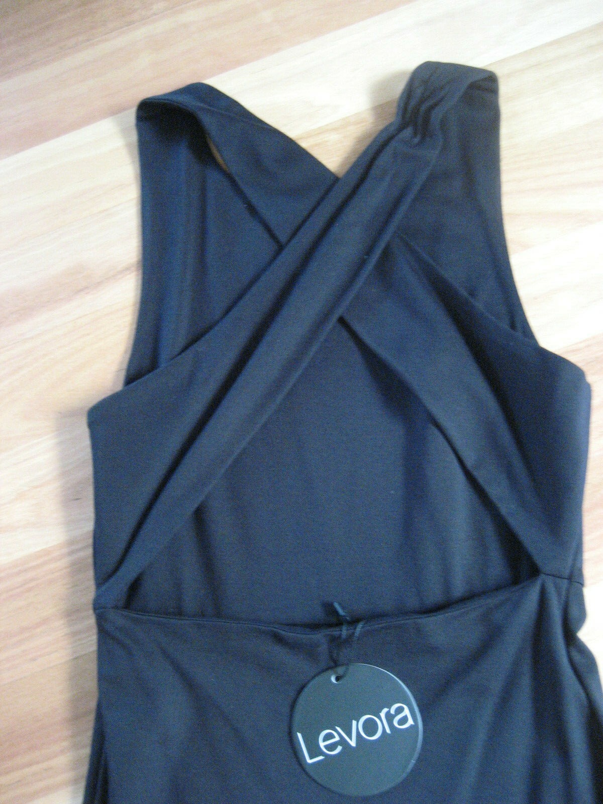 LADIES CUTE BLACK POLYCOTTON OPEN BACK SLEEVELESS DRESS BY LEVORA SIZE 10 NWT | eBay