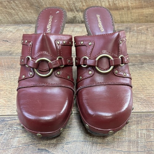 BONGO Y2K BURGUNDY STUDDED CLOGS PLATFORM HEELS WOME… - Gem
