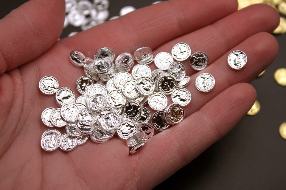 Mini Gold Coins 1:6 Scale 25, 50Pk for Diorama, Dollhouse Money, Pirate ...