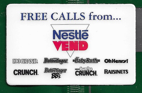 Nestle Vend Food Phone Card 8 Brand Candy Logo's- Rare Specimen Go Card ...