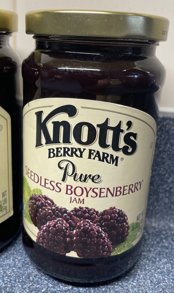 2 Knott's Berry Farm 16 oz Pure Seedless BOYSENBERRY Jam Jelly 11/2024 ...