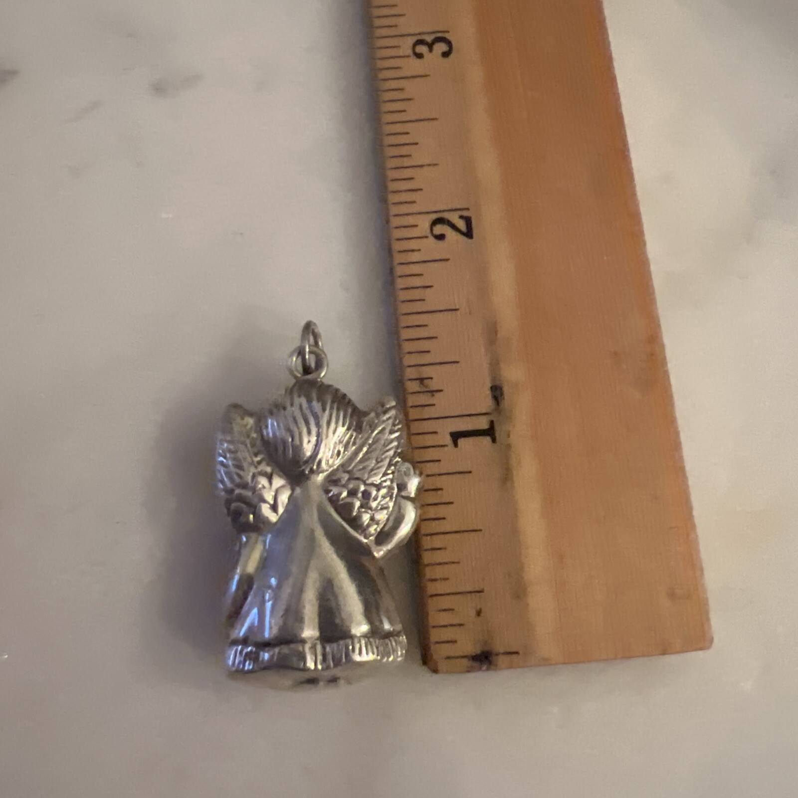 Vintage Sterling Silver Arch Angel Necklace Pendant .925 1.5” Puffy ...