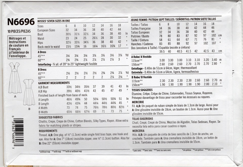 "Misses' Seven Sizes in One" ©2021 New Look Dress Sewing Pattern N6696 ...