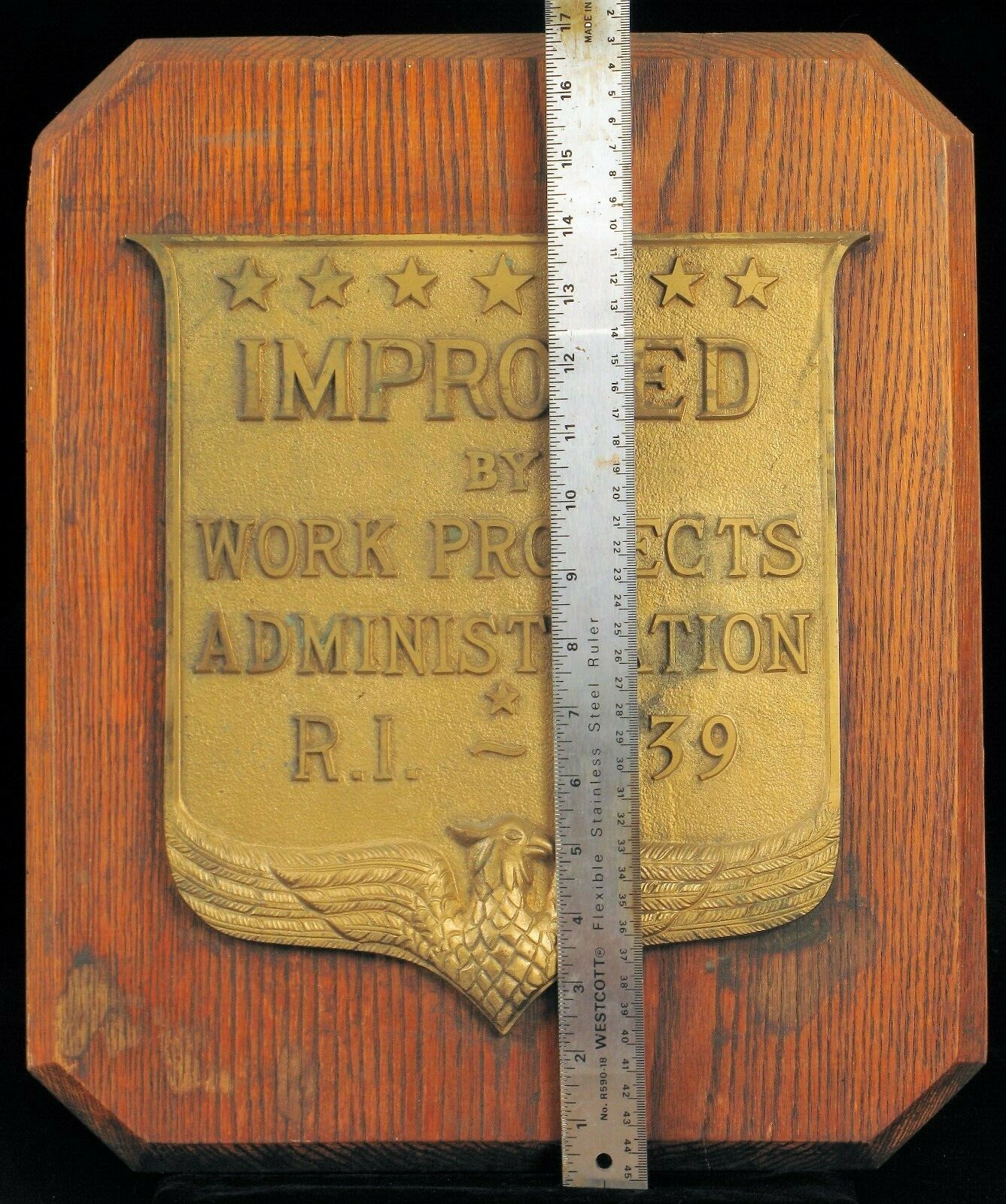 MASSIVE 1939 WPA BRONZE PLAQUE WORKS PROGRESS ADMINISTRATION RHODE ...
