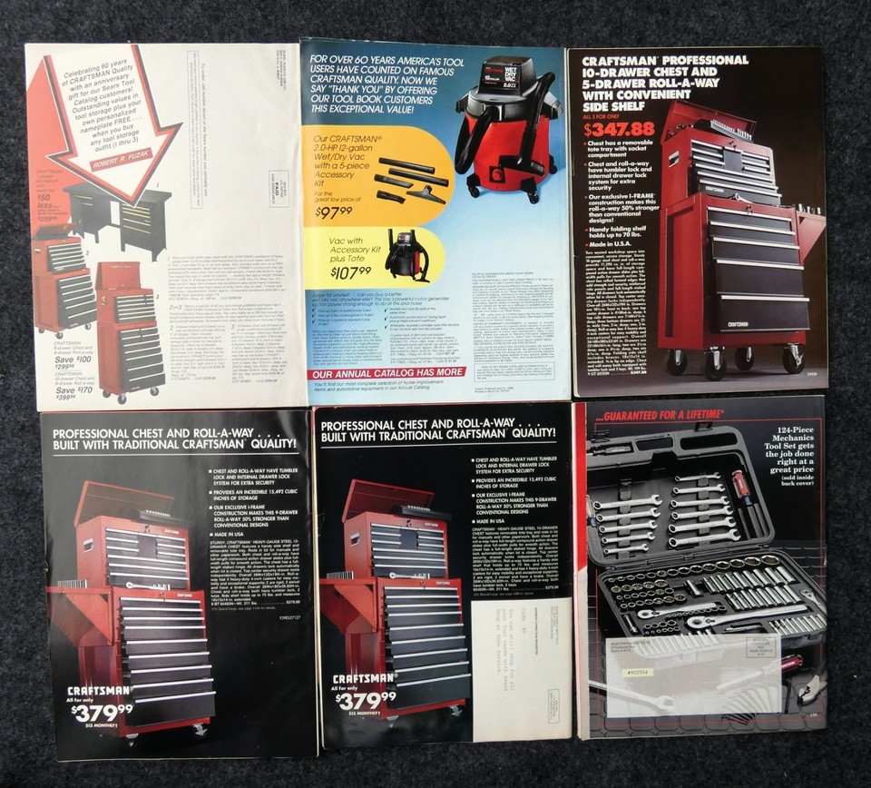 Lot of (6) Vintage Sears Craftsman Power and Hand Tool Catalogs 1986-1996 | eBay