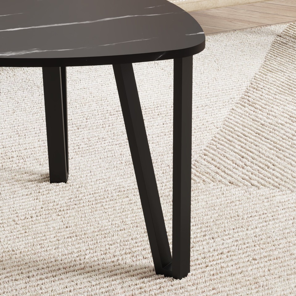 Nesting of 3 Side End Sofa Tables MDF Top Metal Legs Nested Table ...