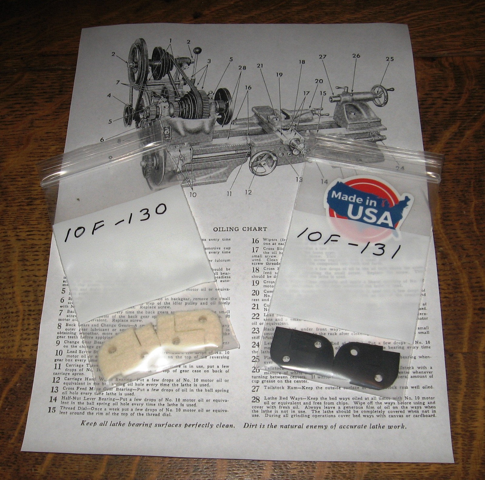 Atlas/Craftsman 10" 12" Felt & Wipers 10F-130,10F-131,Manual Disc & OIL ...