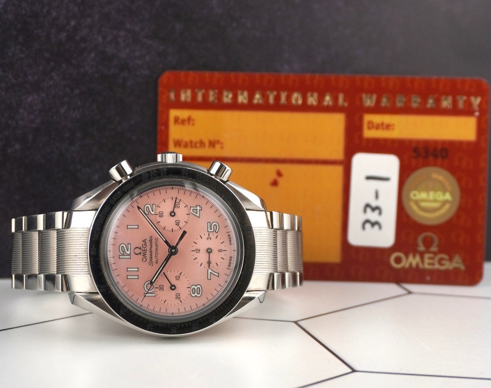 Omega 39mm Speedmaster Chronograph Pink Mop Dial Automatic Watch 3502. ...