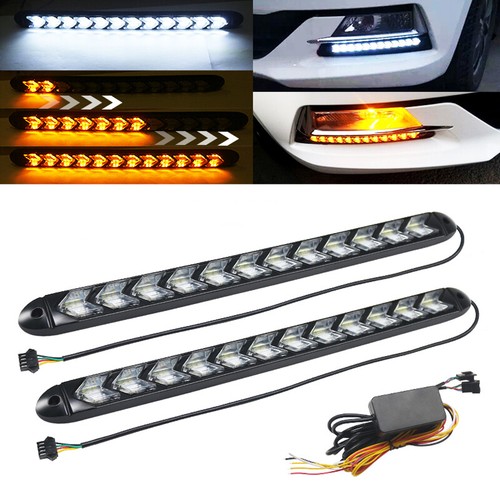 Pair 12 LED Daytime Running Light Car Strip DRL Driving Fog Turn Signal ...