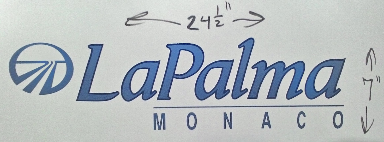 MONACO LAPALMA RV MOTORHOME CAMPER LEGEND LOGO DECAL BLUE ...