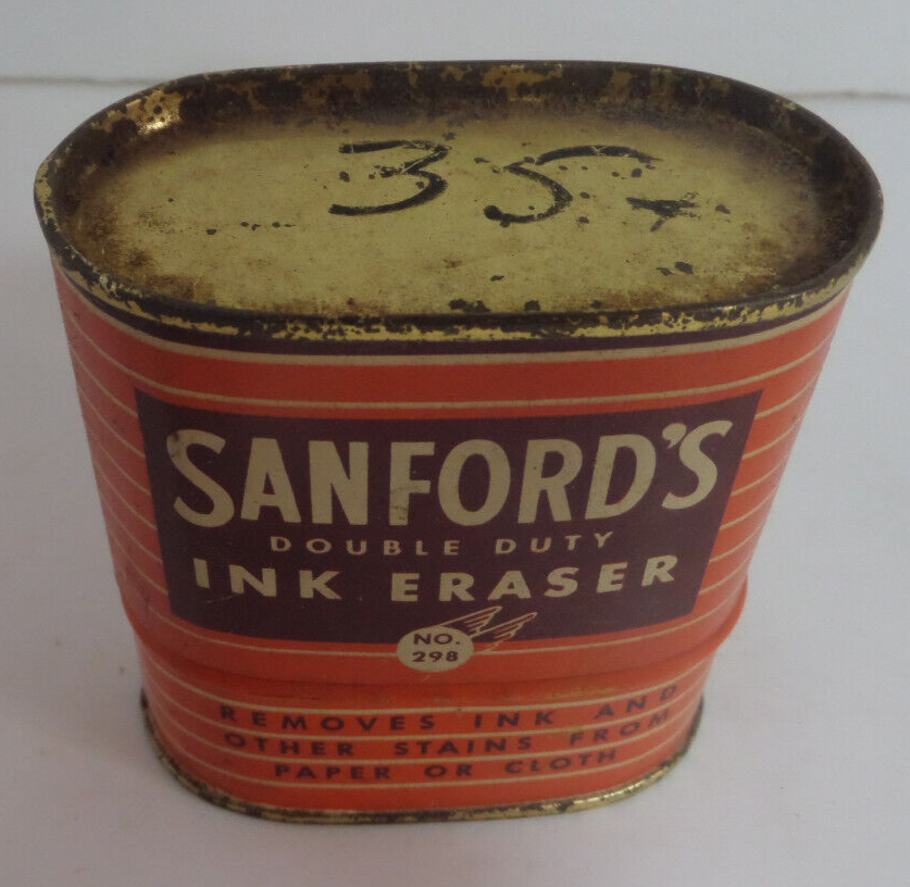 Sanford's ink eraser bottle container tin vintage | eBay