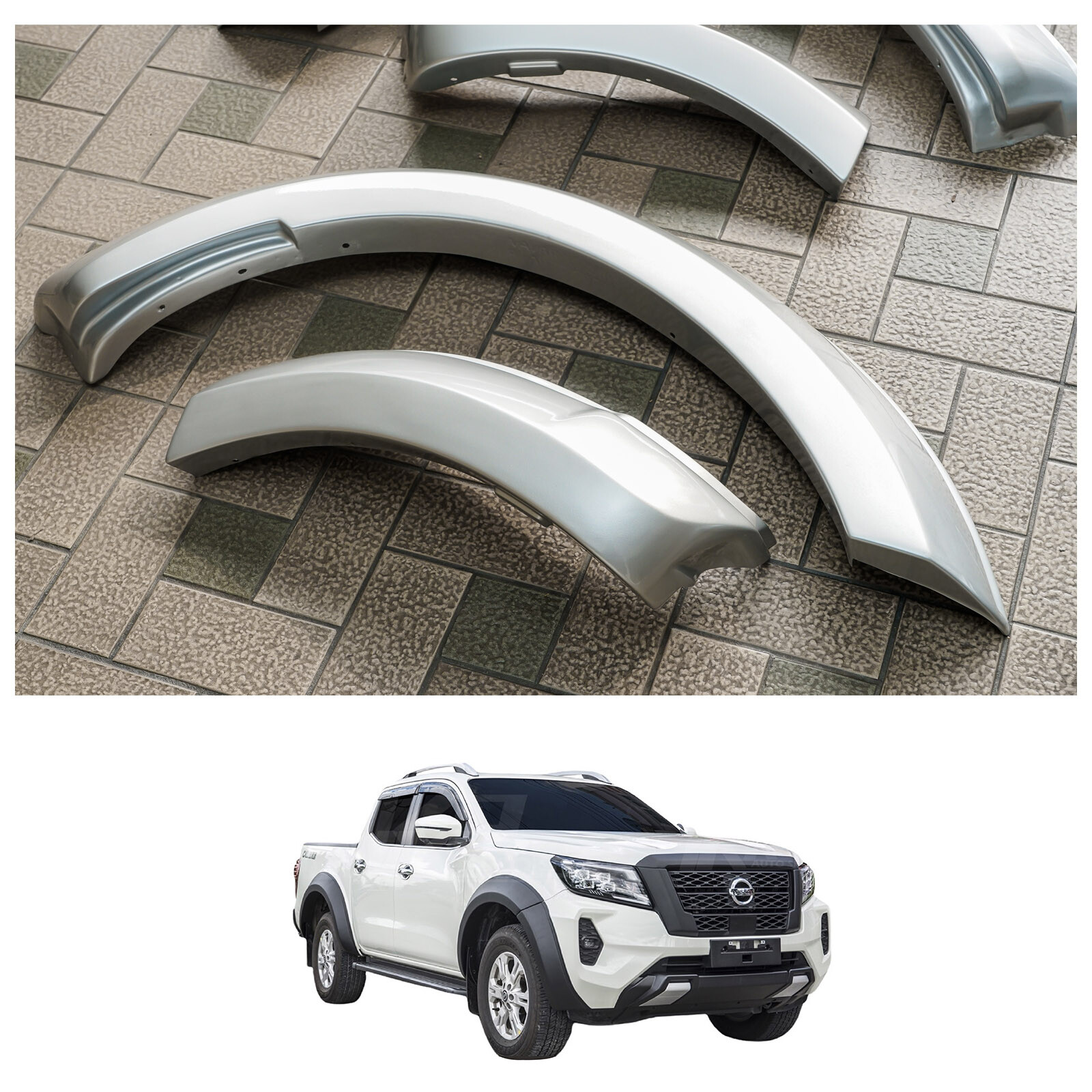 K23 Brilliant Silver Fender Flares Arch for Nissan Navara 21-22 SL ST ...