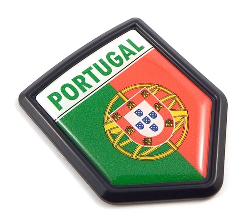 Portugal Portuguese flag Black Shield Car bike Decal crest Emblem 3D ...