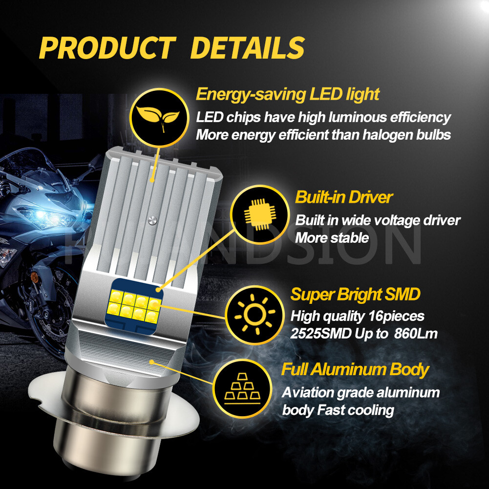 1PC White P36D LED British Pre Focus Motorbike Headlight Bulb Hi/Lo ...