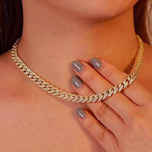 8MM Gold Plated CZ Cuban Link Chain Hip Hop Iced CZ Out Cuban Necklace ...