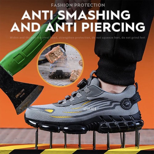 New Men Safety Shoes Rotating Button Anti-smash Anti-puncture Work ...