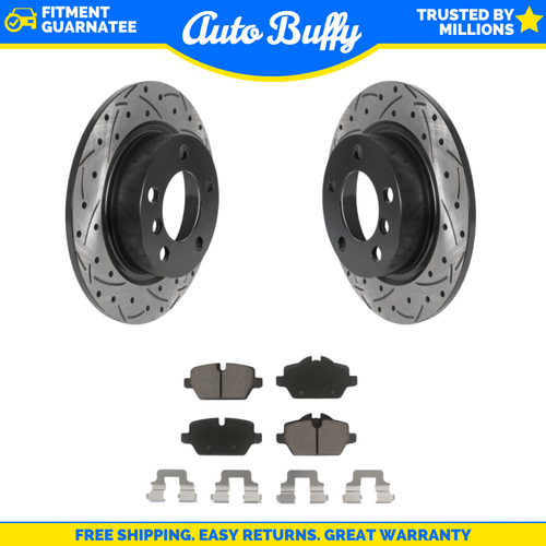 Rear Drilled Slot Brake Rotor Ceramic Pad Kit For Mini Cooper ...