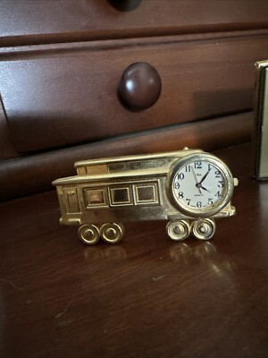 Gold Tone Miniature Collezio Mantle Clock Quartz Japan Train | eBay