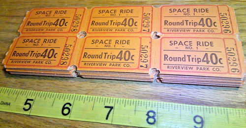 original Vintage Lot 100 40c Space Ride tickets Riverview Park Chicago ...