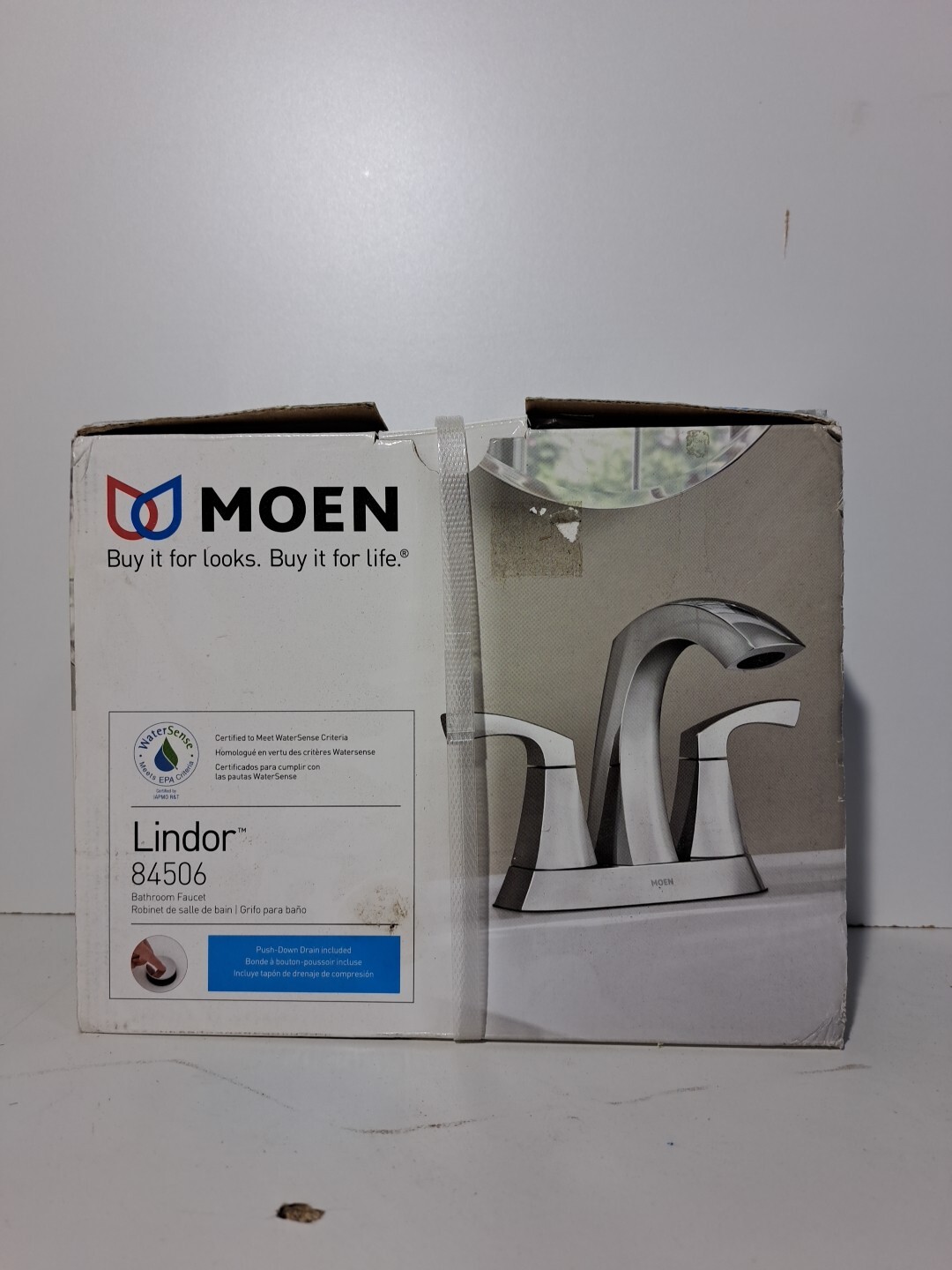 Moen 84506 Lindor 4" Centerset Two-Handle High Arc Bathroom Faucet ...