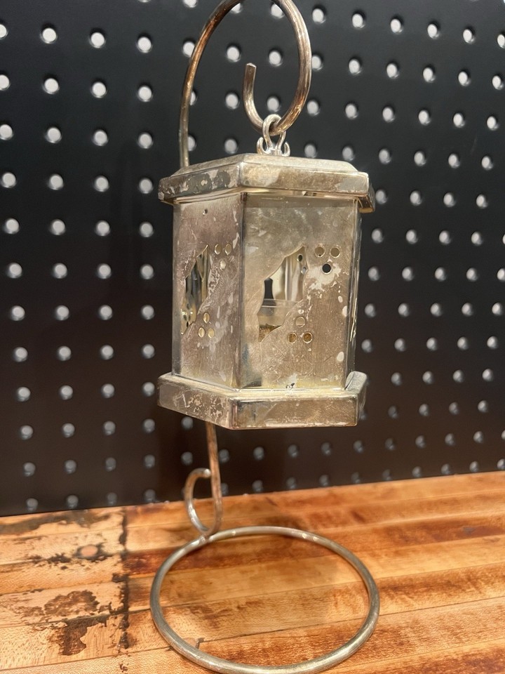 Vintage Silver Hanging Lantern For Tealight Candle Holder Rustic Retro ...