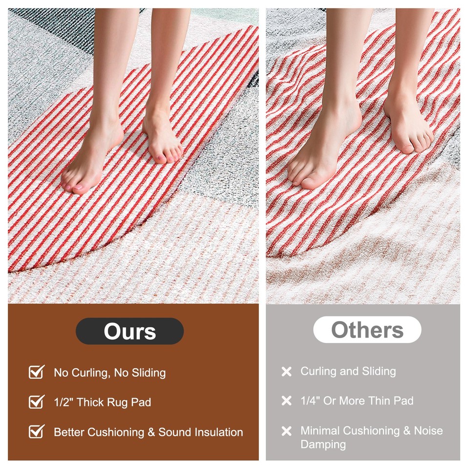 Non-Slip Rug Pads 8x10 Ft, Memory Foam 1/2” Thick Under Rug Mat ...