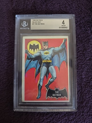 Batman 1966 Topps The Batman Black Bat Rookie Card RC #1 Graded BECKET ...